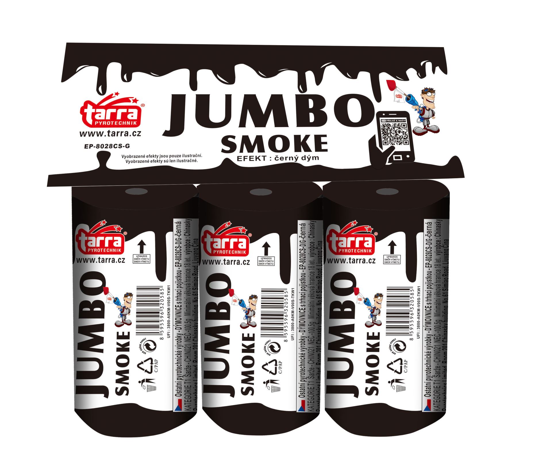 DÝMOVNICE - JUMBO SMOKE - ČERNÁ - 3ks - 16/3 trhací…